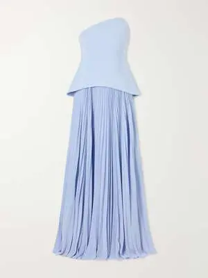 Solace London Britt Pleated Crepe Gown - Blue