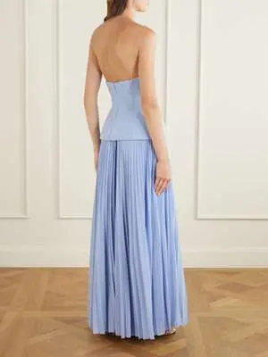 Solace London Britt Pleated Crepe Gown