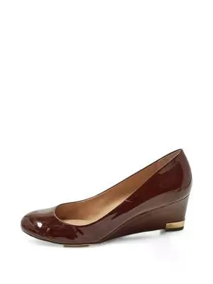 Tory Burch Burgundy Leather Wedge Pumps