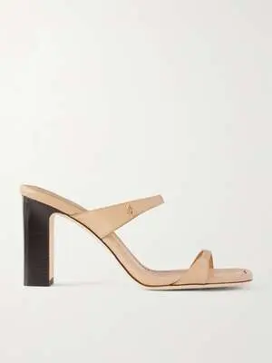 JIMMY CHOO Lucian 85 Leather Mules - Neutral