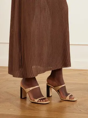 JIMMY CHOO Lucian 85 Leather Mules - Neutrals