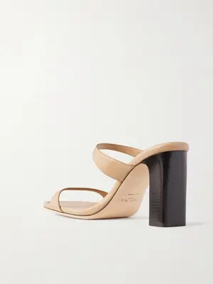 JIMMY CHOO Lucian 85 Leather Mules - Neutrals