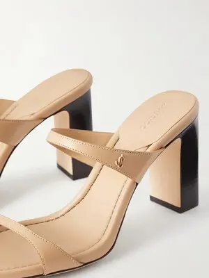JIMMY CHOO Lucian 85 Leather Mules - Neutrals