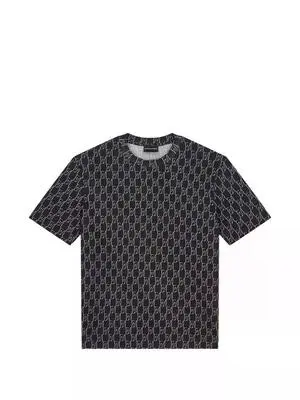 Emporio Armani Monogram-print Short-sleeve T-shirt - Black