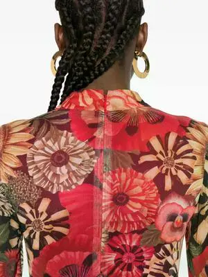 Farm Rio Flowershop Long-sleeve Mini Dress