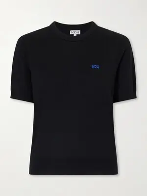 Loewe Anagram Embroidered Wool-blend Sweater - Black