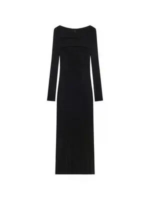 COURREGES Ribbed-knit Slash-detail Midi Dress - Black