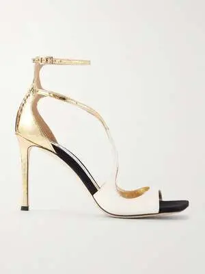 JIMMY CHOO Azia 95 Metallic Leather Sandals - Multi