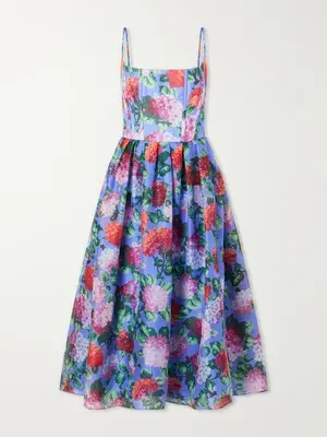 Carolina Herrera Floral-print Silk-crepe Midi Dress - Multi