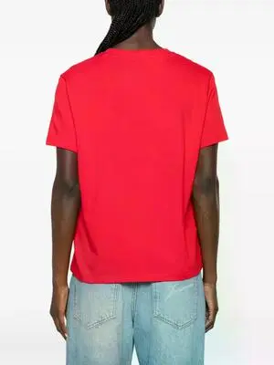 Maje Embroidered Cotton T-shirt - Red