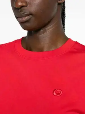 Maje Embroidered Cotton T-shirt - Red