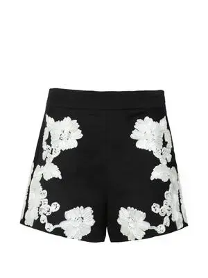 Simkhai Sammie Floral Appliqué Shorts - Black
