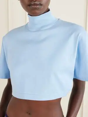 Alaïa Cropped Cotton-jersey Turtleneck T-shirt