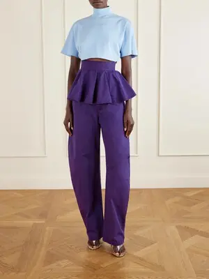 Alaïa Cropped Cotton-jersey Turtleneck T-shirt
