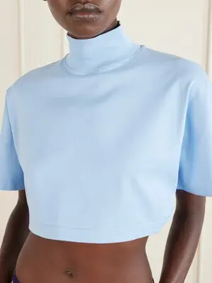 Alaïa Cropped Cotton-jersey Turtleneck T-shirt
