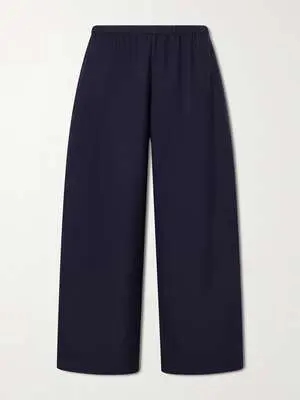 Khaite Roma Wool High-waist Wide-leg Pants - Navy