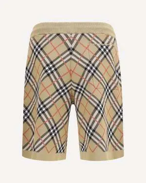 Burberry Check Cotton Blend Shorts - Beige