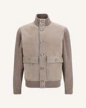 Brunello Cucinelli Suede And Cashmere Jacket - Beige