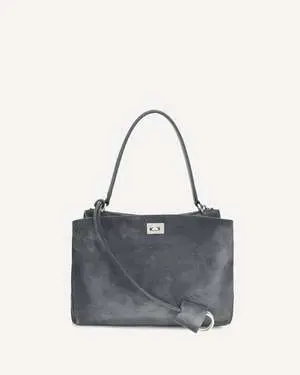 Balenciaga Small Rodeo Handbag In Waxed Suede Calfskin And Smooth Calfskin Leather - Grey