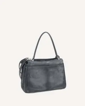 Balenciaga Small Rodeo Handbag In Waxed Suede Calfskin And Smooth Calfskin Leather - Grey