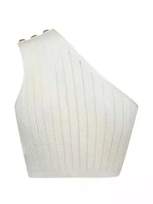 Balmain One-shoulder Pointelle-knit Top