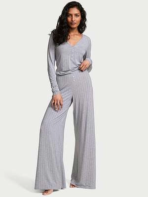 Victoria's Secret So Soft Modal Ultra-fine Henley Top & Wide-leg Pant Set - Grey
