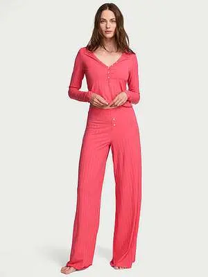 Victoria's Secret So Soft Modal Ultra-fine Henley Top & Wide-leg Pant Set