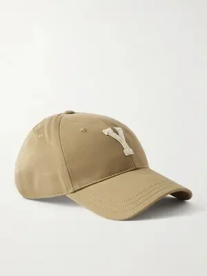 Saint Laurent Logo-appliquéd Cotton-twill Baseball Cap Neutrals