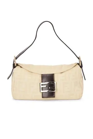 Fendi Zucca Baguette Shoulder Bag - White