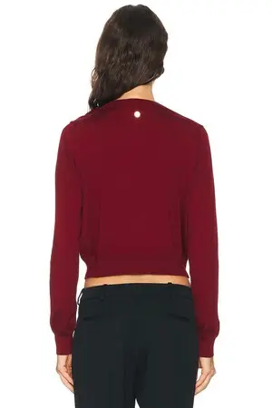 Carolina Herrera Crystal Embroidered Rose Cardigan In Red
