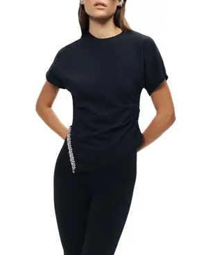 NOCTURNE Embellished Asymmetric T-shirt