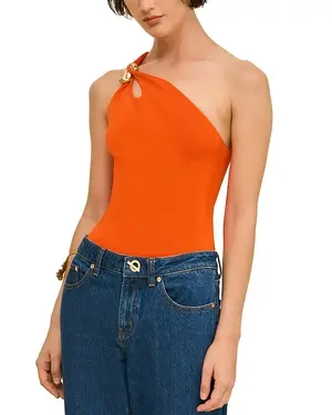 Cult Gaia Anouk Top One Shoulder With Keyhole Detail - Tangelo