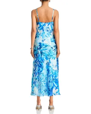 Aqua Scarf Slip Maxi Dress
