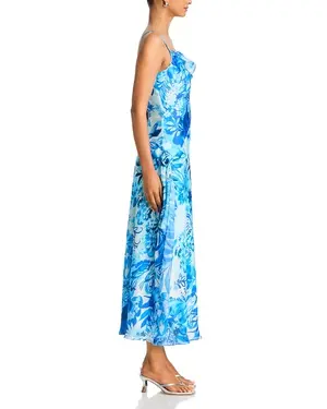 Aqua Scarf Slip Maxi Dress