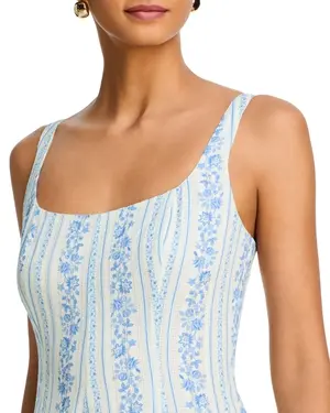 Aqua Wallpaper Stripe Midi Dress