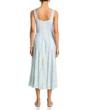 Aqua Wallpaper Stripe Midi Dress