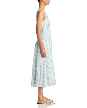 Aqua Wallpaper Stripe Midi Dress