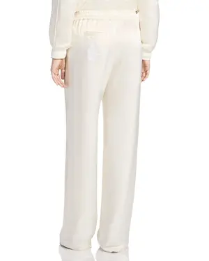 Casablanca Wide Leg Satin Trousers With Embroidered Detail