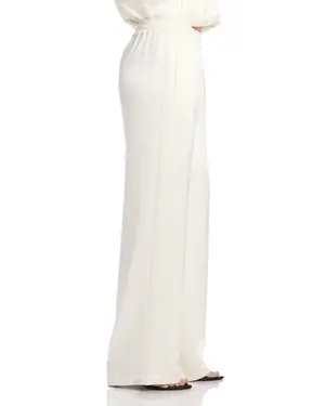 Casablanca Wide Leg Satin Trousers With Embroidered Detail