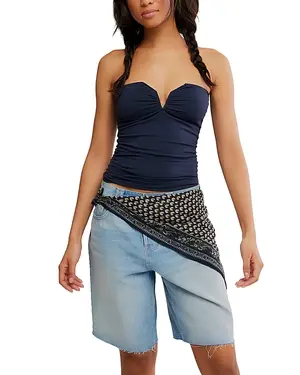 Free People Strapless Tube Top With Plunging Neckline - Black