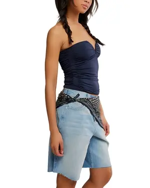 Free People Strapless Tube Top With Plunging Neckline - Black