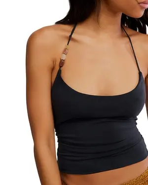 Free People Toni Beaded Halter Tank - Black