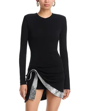 AREA Disco Crepe Jersey Mini Dress - Black