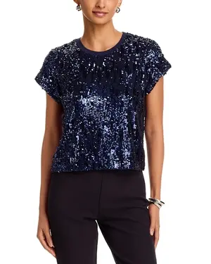 Generation Love Generation Love Kai Sequinned Top Navy