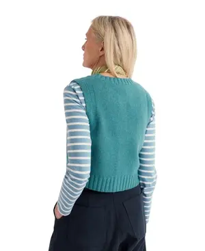 SEASALT CORNWALL Derwenn Button-down Merino Knit Vest - Estuary