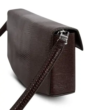 TOTEME Embossed Leather Shoulder Bag With Silver Tone Clasp - Brown