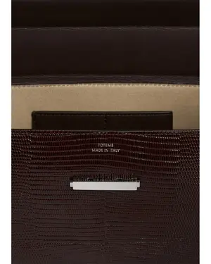 TOTEME Embossed Leather Shoulder Bag With Silver Tone Clasp - Brown