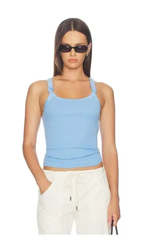 RE/DONE Knotted Ribbed Tank In Blue - Seaside