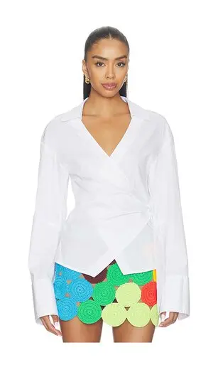 SIMONMILLER Anya Poplin Wrap Top In White