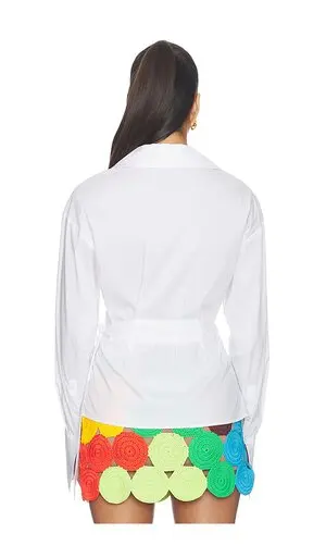 SIMONMILLER Anya Poplin Wrap Top In White